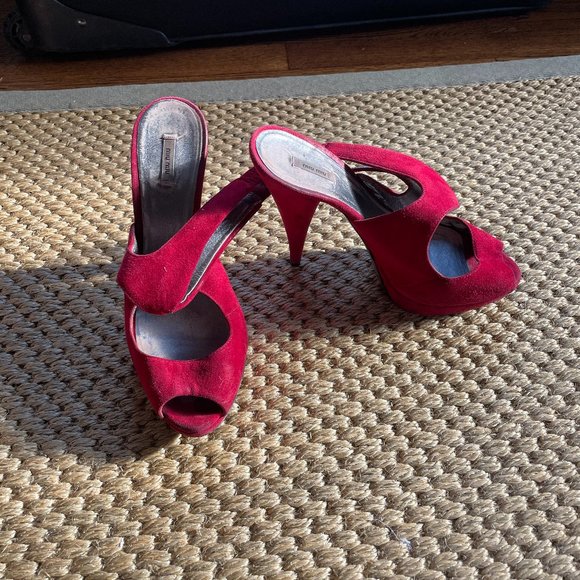 Miu Miu | Shoes | Vintage Miu Miu 65 Red Suede Heels | Poshmark